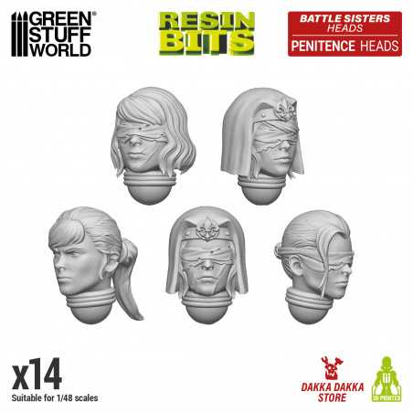 DakkaDakka Battle Sisters of Repentance Penitence Heads 1:48 - GSW