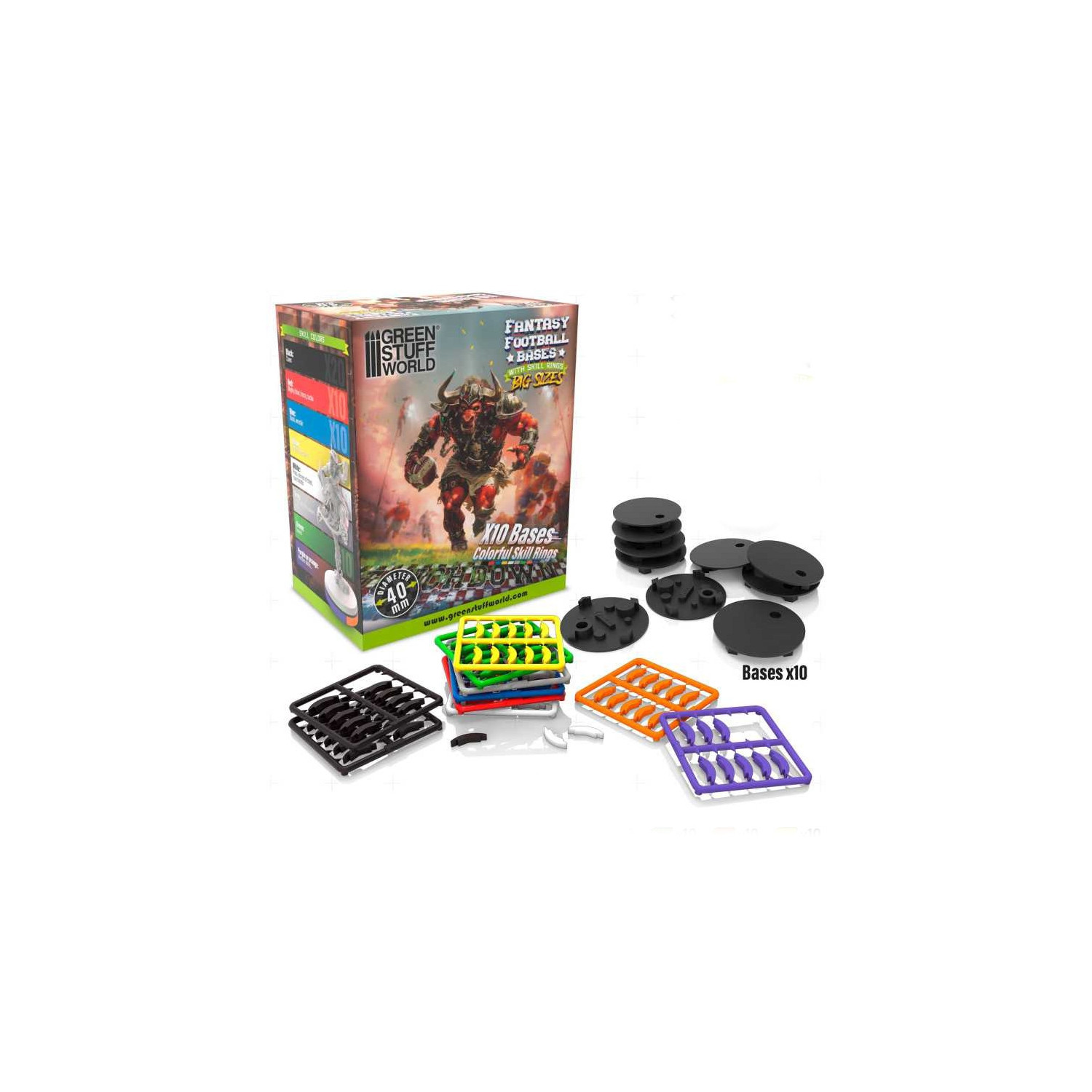 Blood Bowl Bases 40mm with Skill Rings - GSW