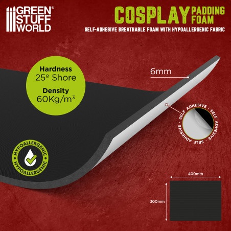 Cosplay padding foam with Fabric - SelfAdhesive 6mm - GSW