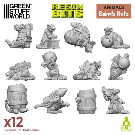 Bomb rats resin set | Rat bombs 1:48 - GSW