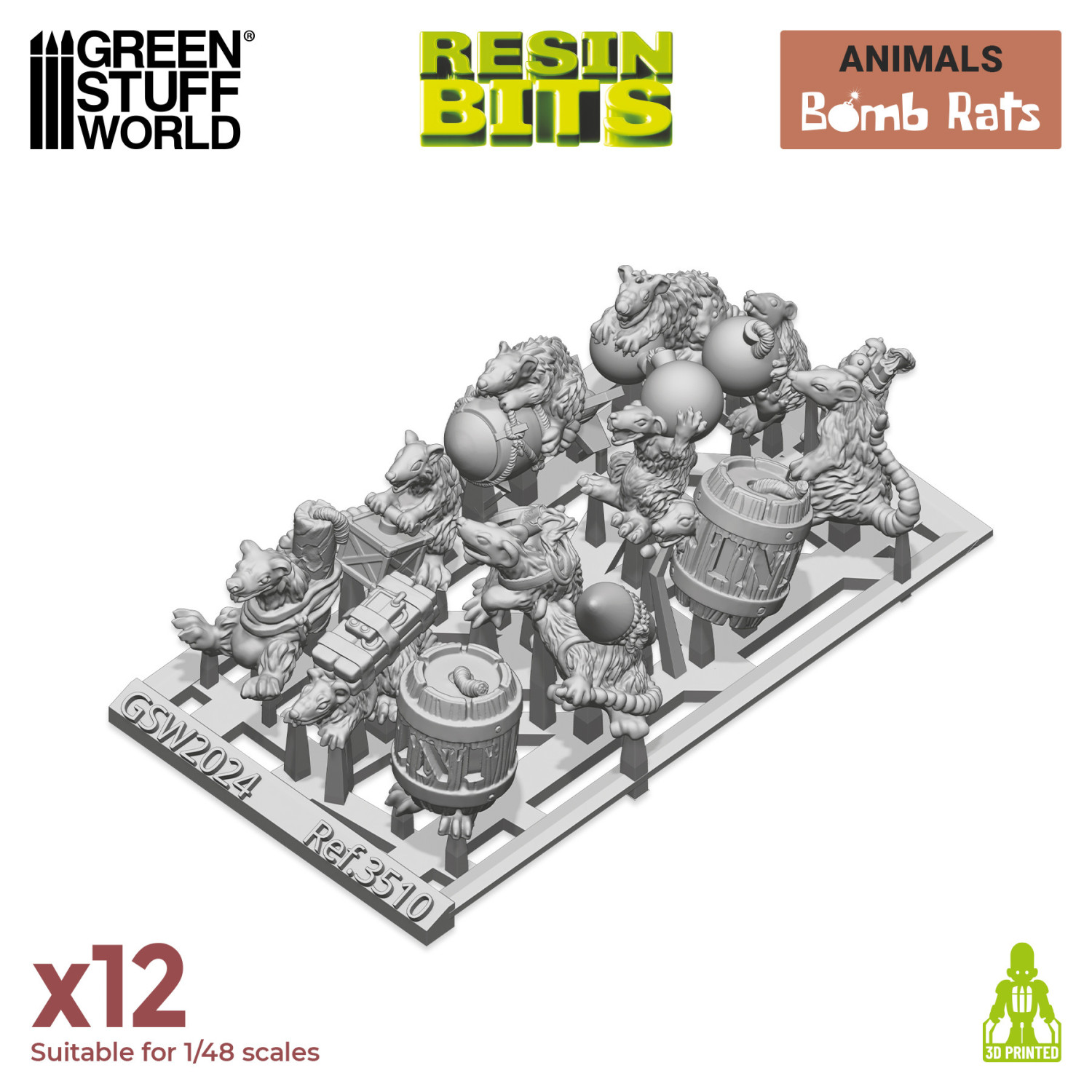Bomb rats resin set | Rat bombs 1:48 - GSW