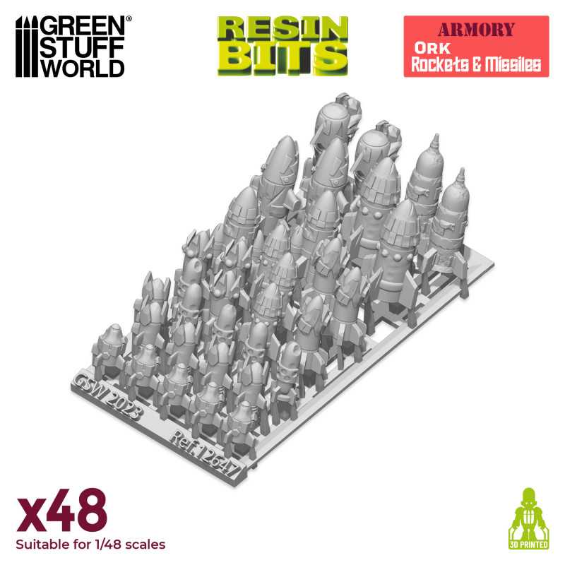 3D printed set - Ork Rockets & Missiles 1:48 - GSW