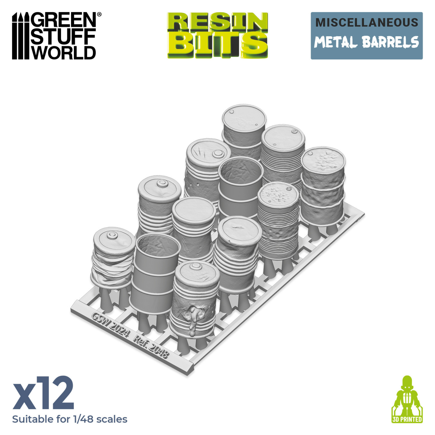 Barili in metallo in Resina 1:48 | Tamburi metallici - GSW
