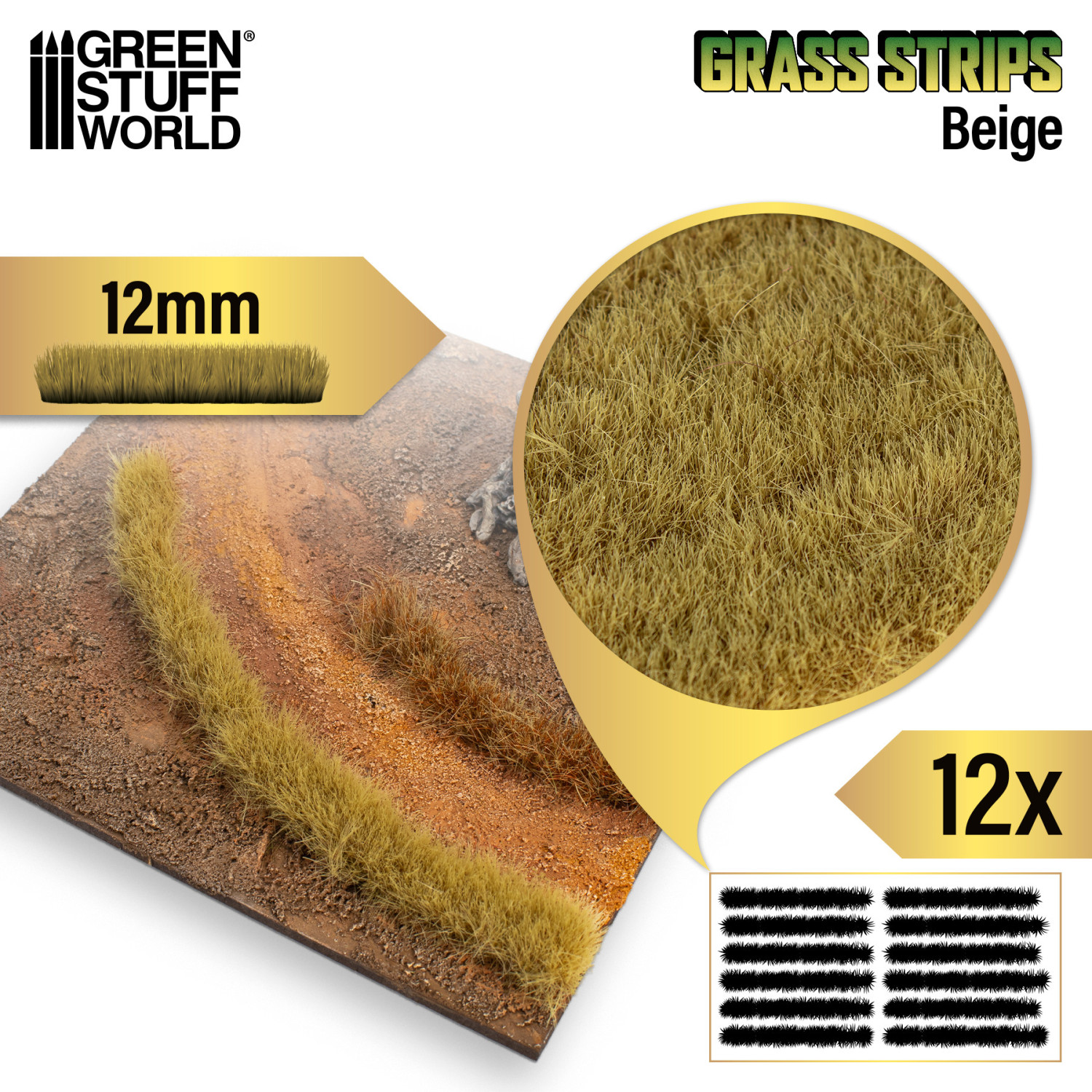 Grass Strips 12 mm - Beige - GSW