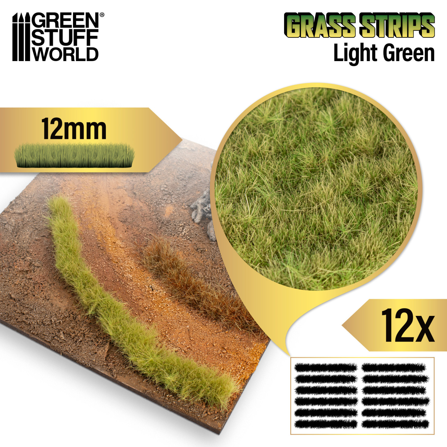 Tiras de Cesped 12 mm - Verde Claro - GSW