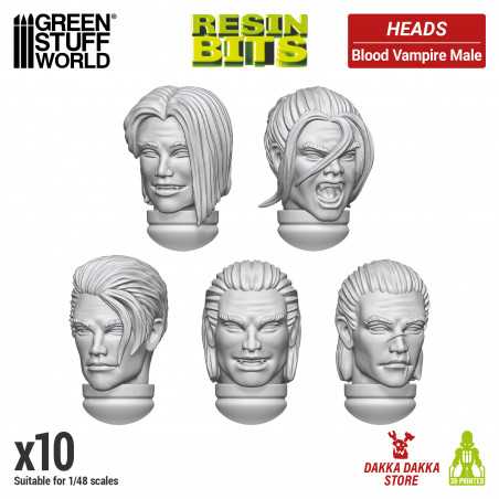 Blood Vampire Male Heads 1:48 compatible with Warhammer - GSW