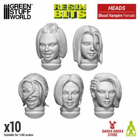 Blood Vampire Female Heads 1:48 compatible Warhammer - GSW