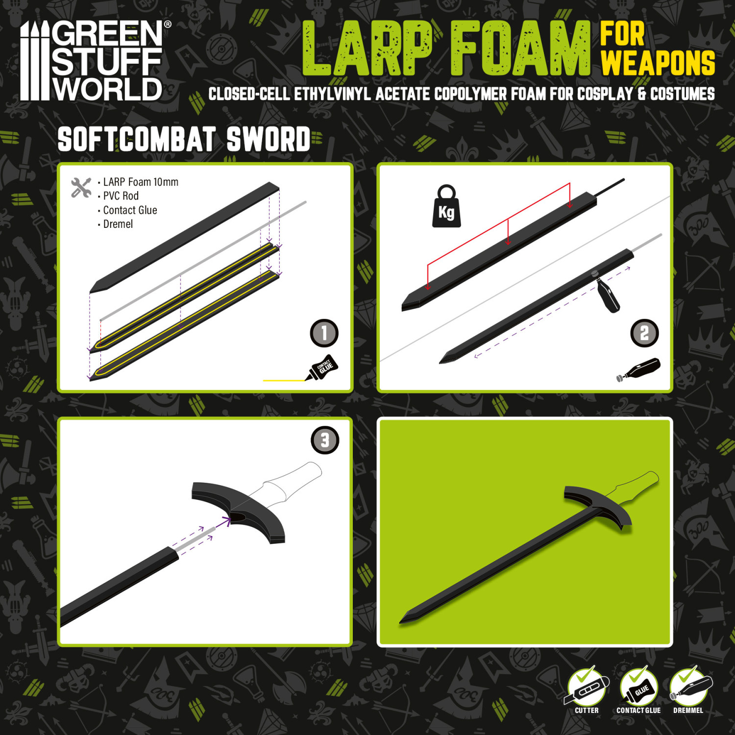 Soft LARP Foam 10mm for Sword blades - GSW