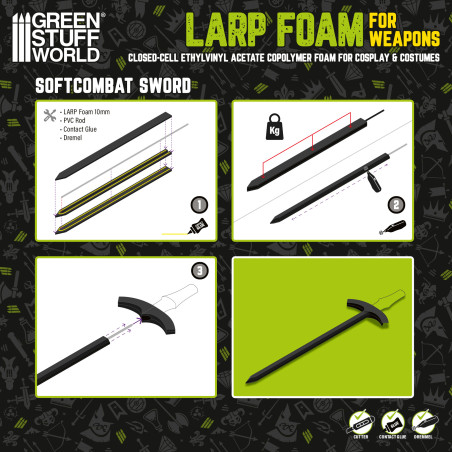 Soft LARP Foam 10mm for Sword blades - GSW