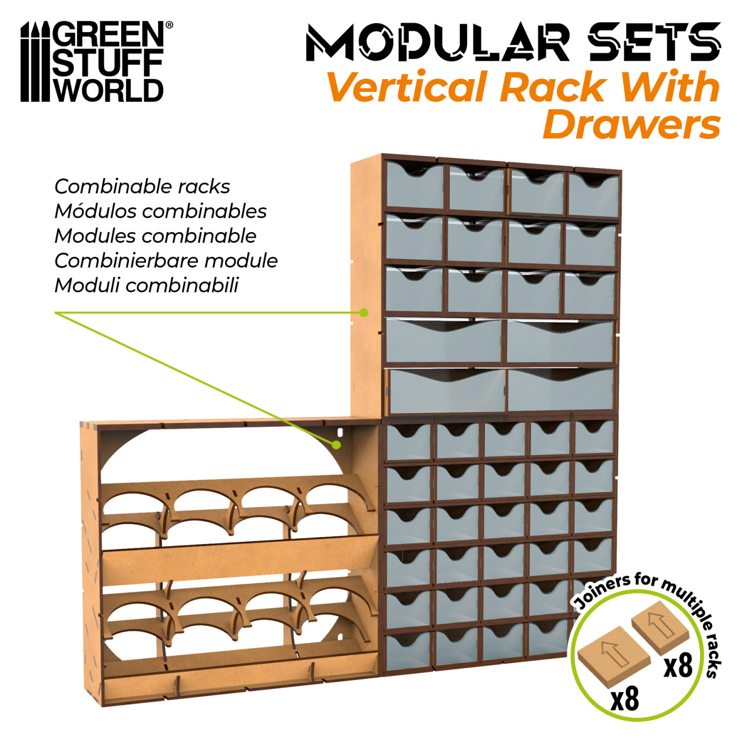 Support vertical en MDF avec tiroirs | - GSW