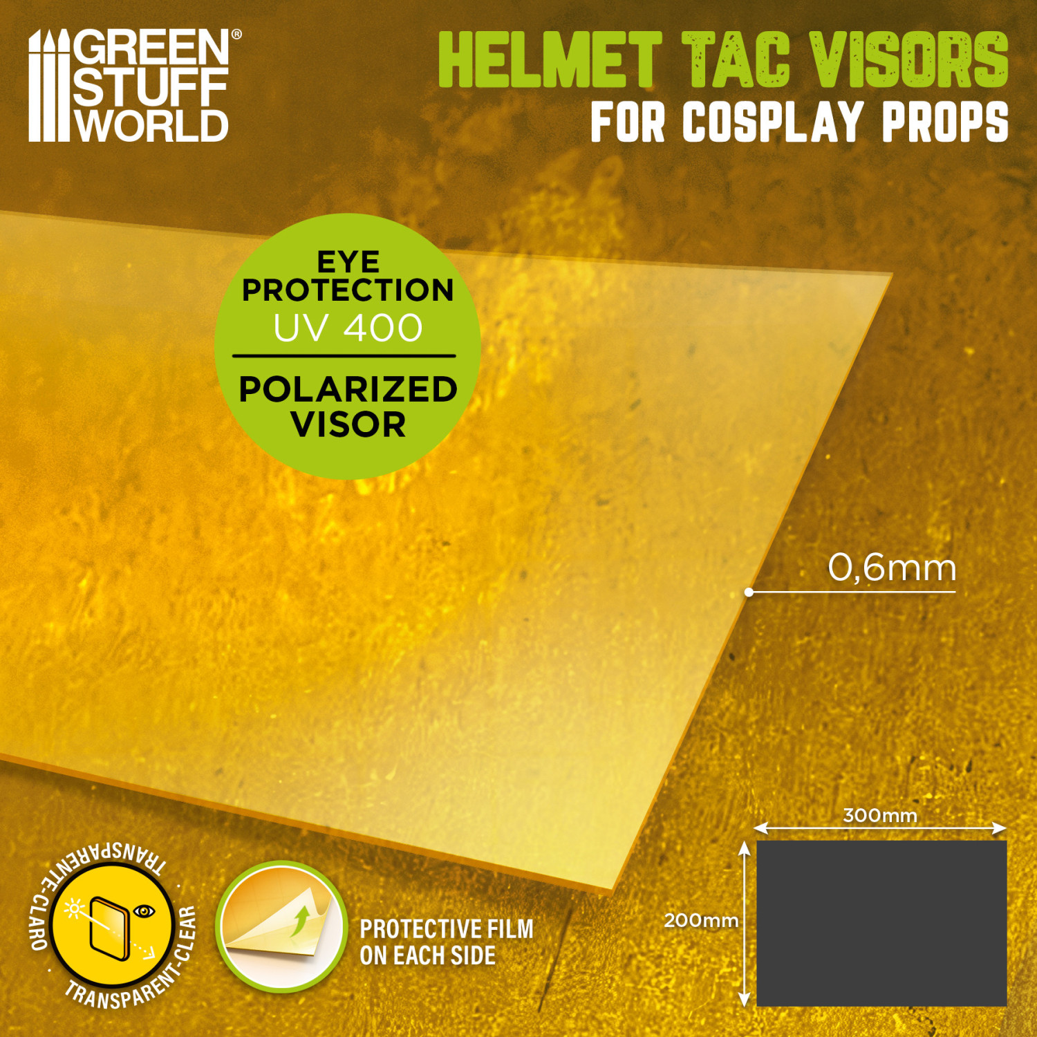 Cosplay Helmet TAC Visor - Yellow - GSW