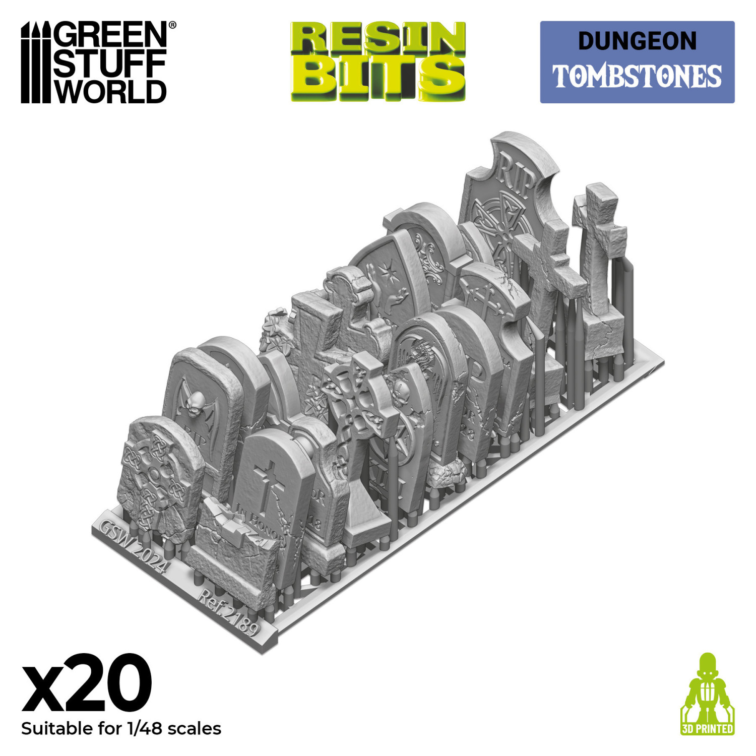 20x Gravestones Resin Set 1:48-1:35 - GSW