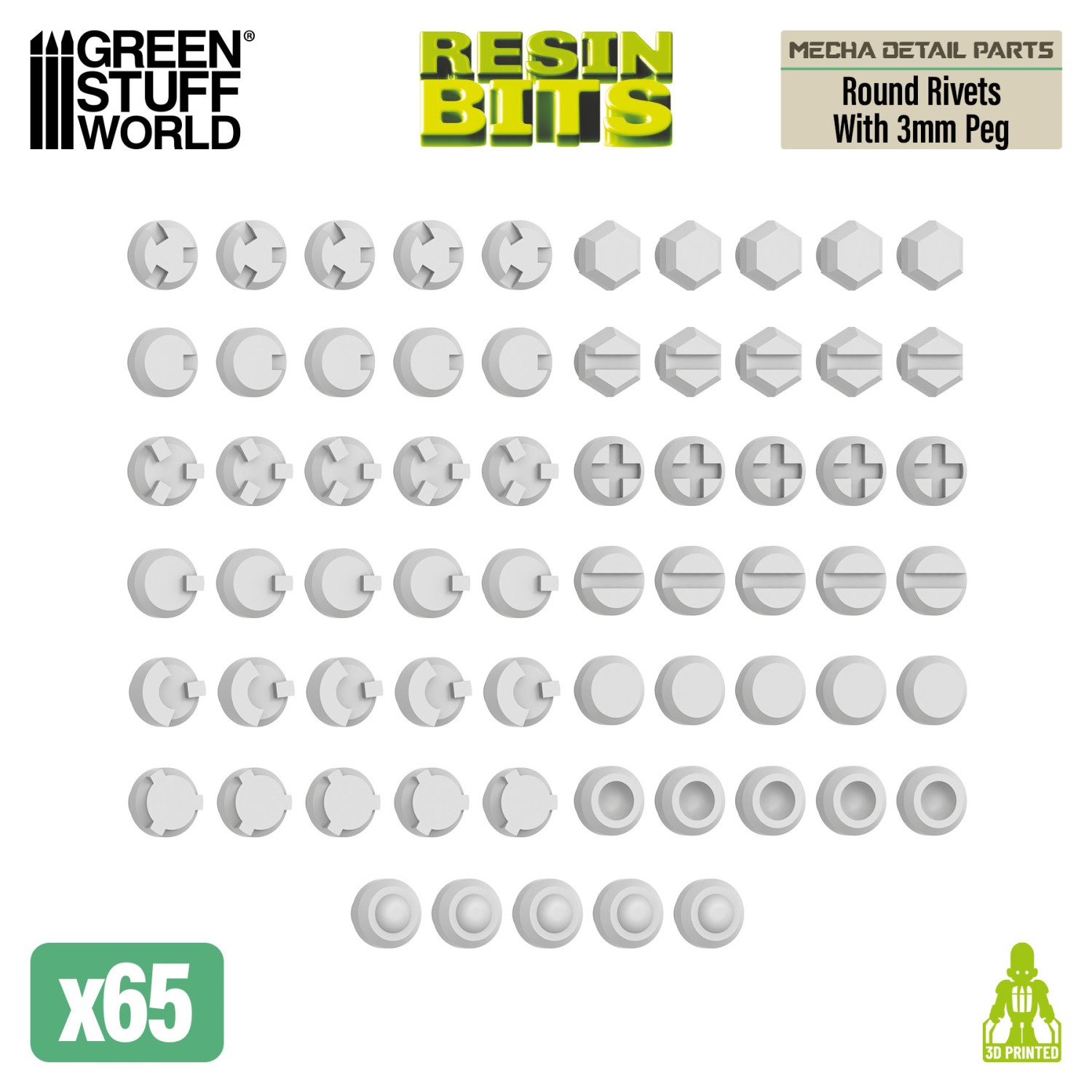 Remaches Redondos con enganches Gundam 3 mm - GSW