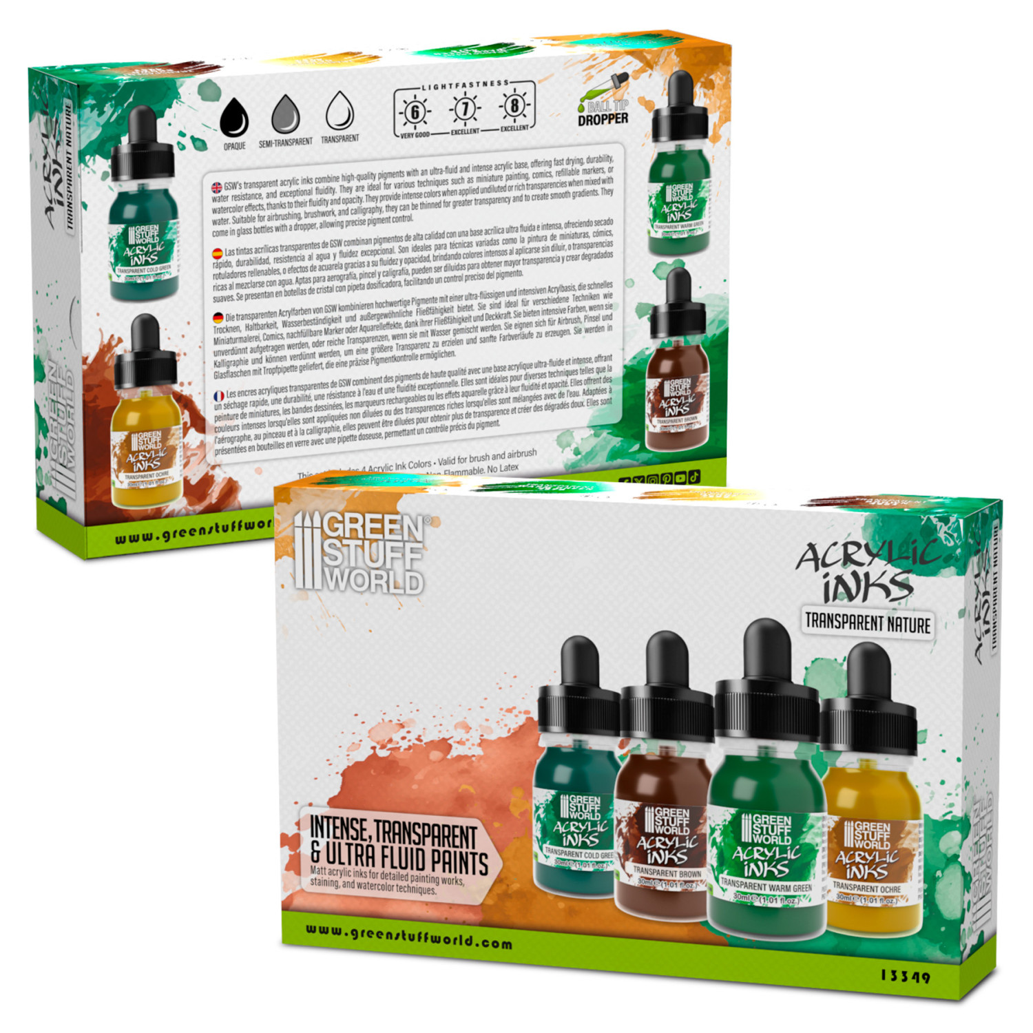 Acrylic Inks Set - Transparent Nature (x4) - GSW
