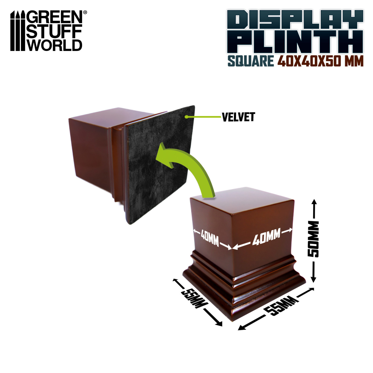 Square Top Display Plinth 4x4 cm - Hazelnut Brown | - GSW