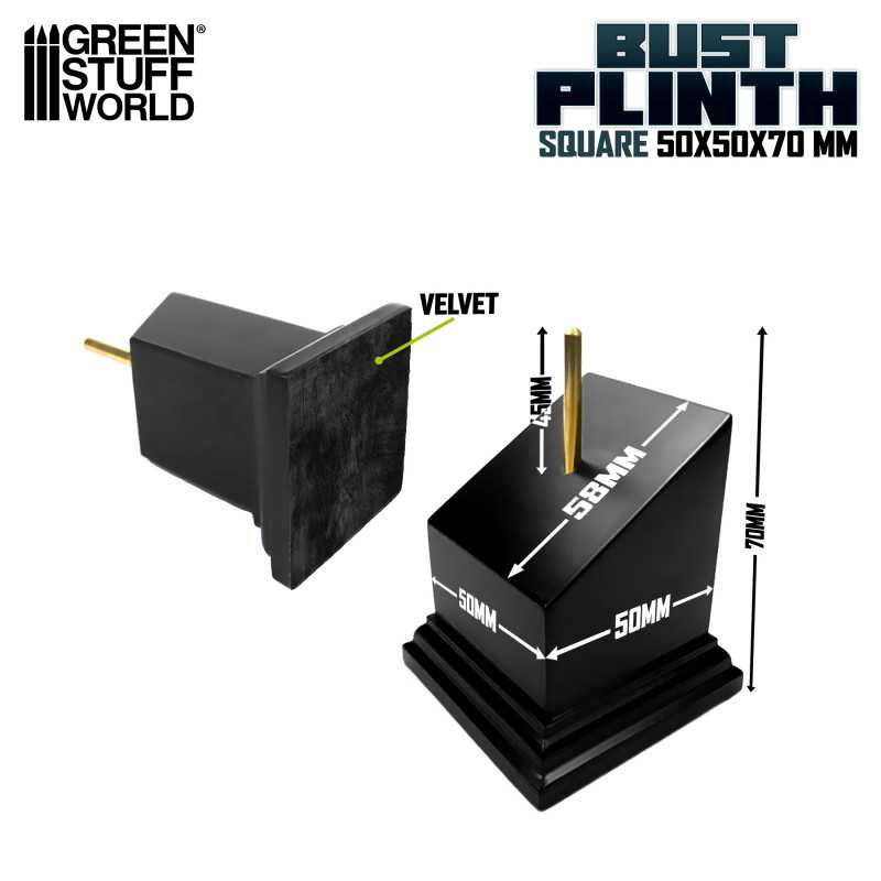 Tapered Bust Plinth 5x5cm Black | - GSW
