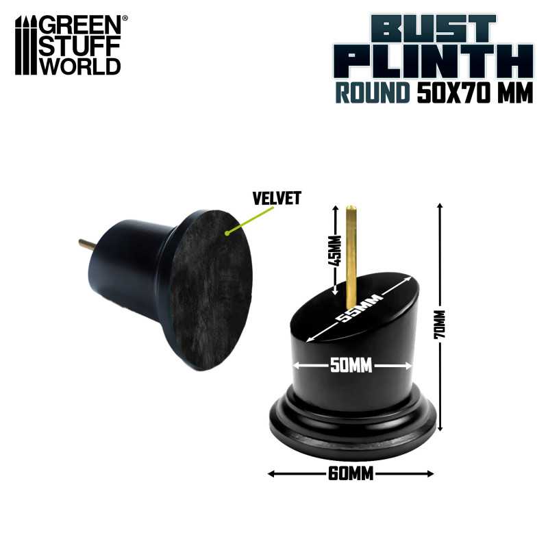 Tapered Round Bust Plinth 5x5cm Black | - GSW