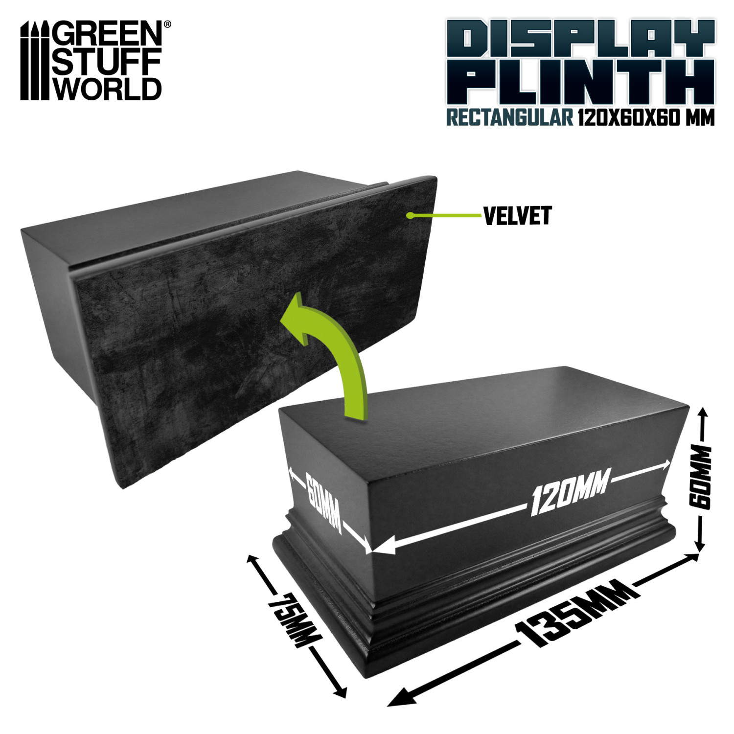 Rectangular Top Display Plinth 12x6cm - Black | - GSW