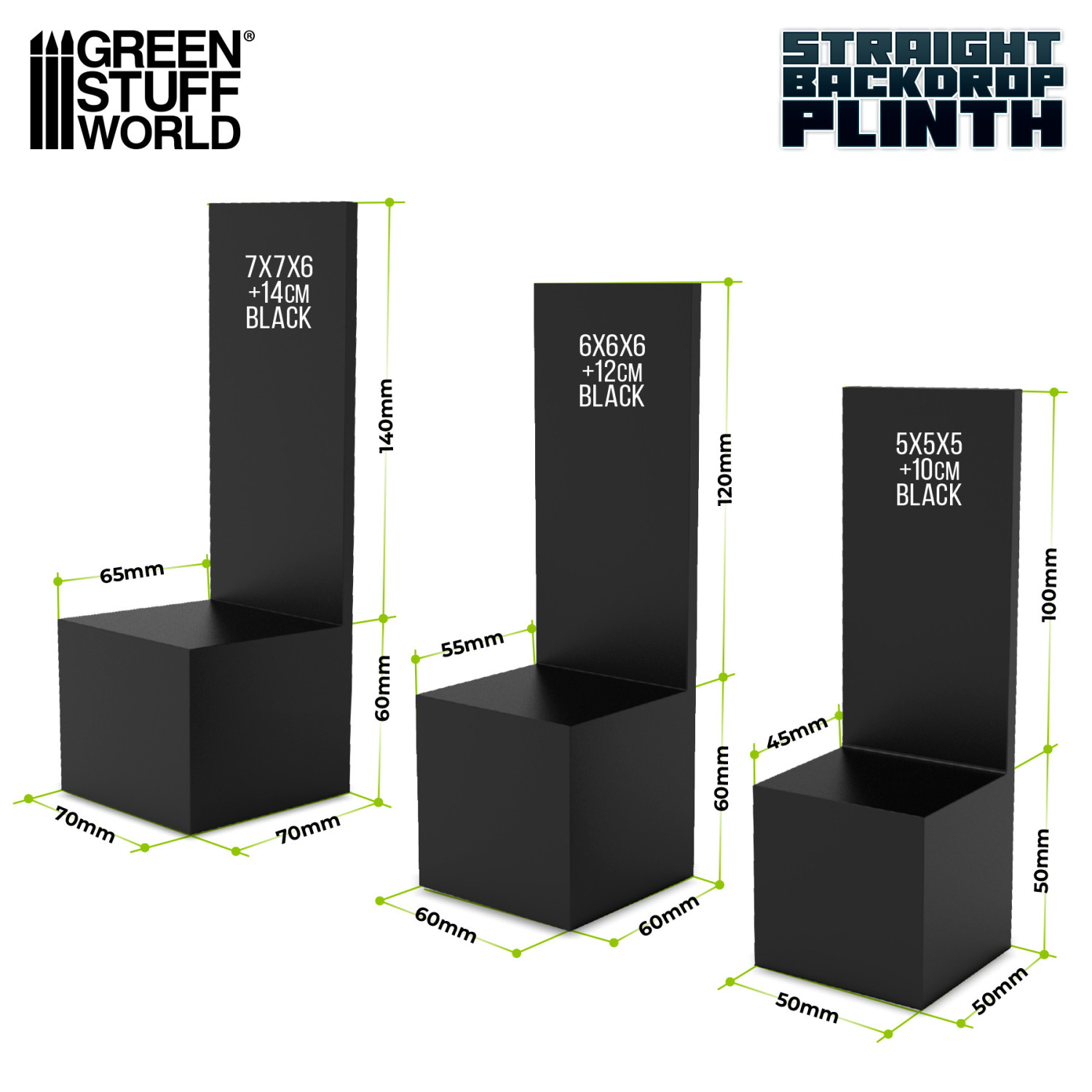 Straight Backdrop Plinths 7x7x6cm Black | - GSW