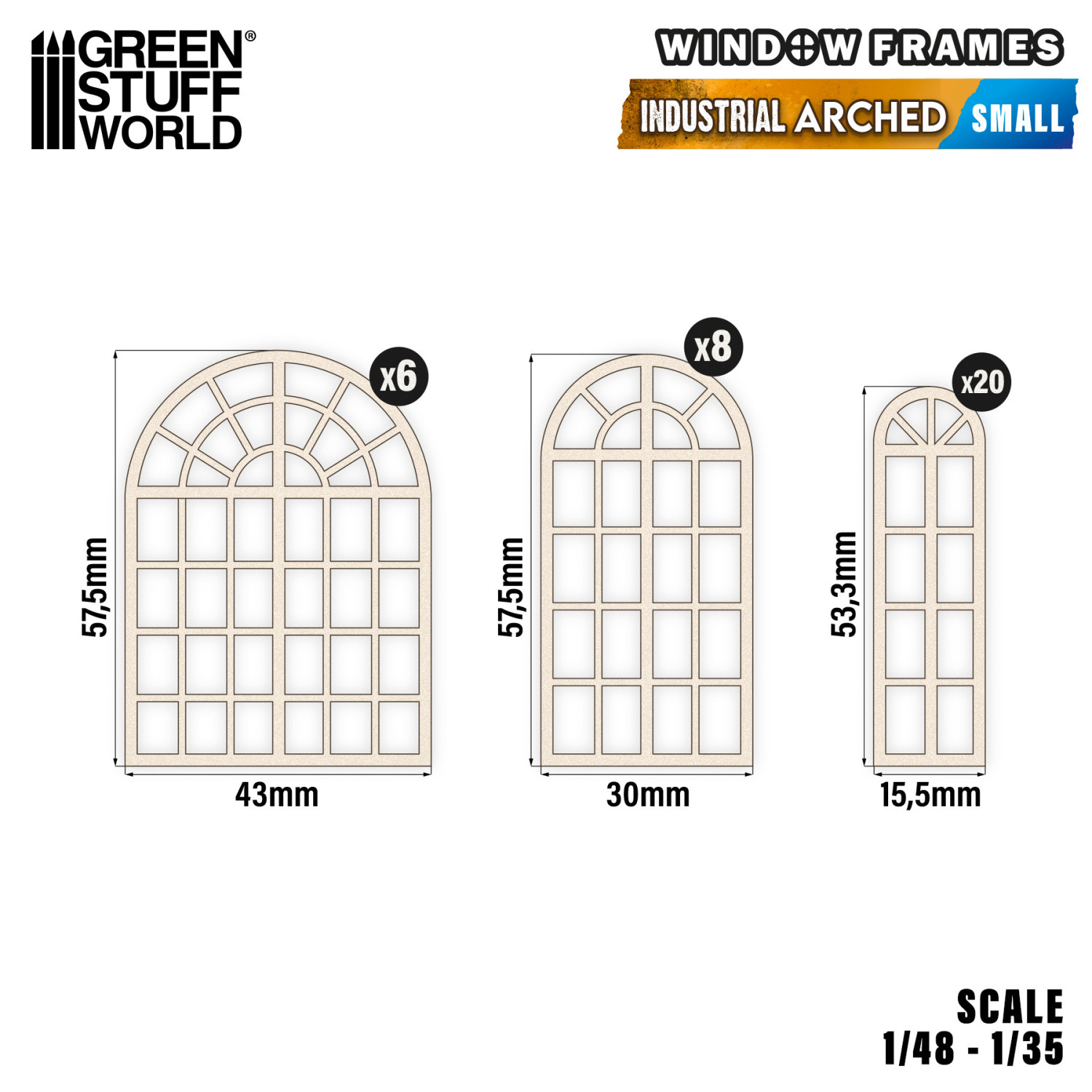 Industrial Arched Miniature Windows - Small - GSW