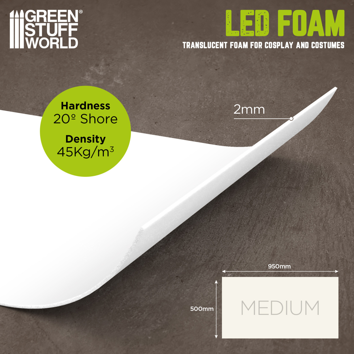 LED foam 2mm Medium for Cosplay | The best LED Foam - GSW