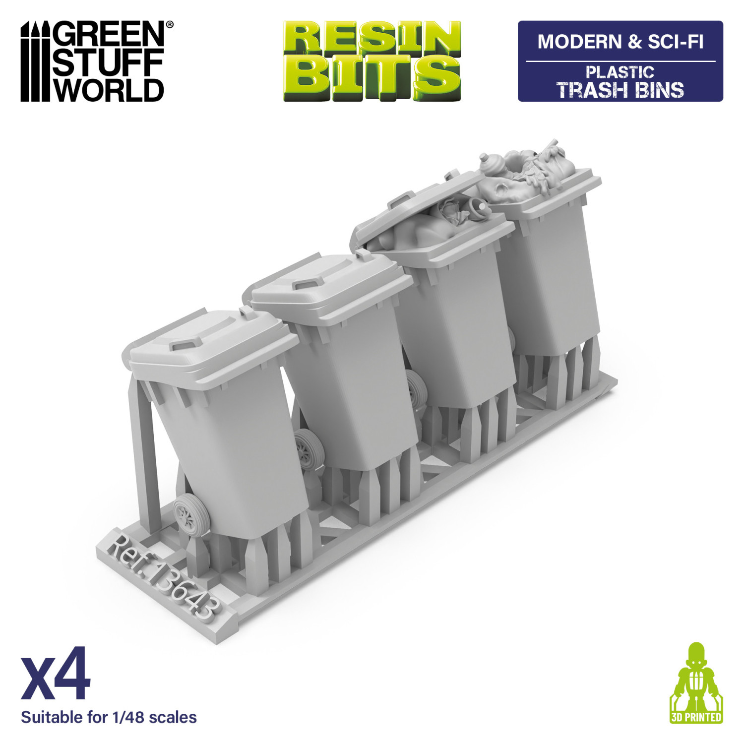 Plastic Trash Bins 1:48 | Trash Can with Wheels - GSW
