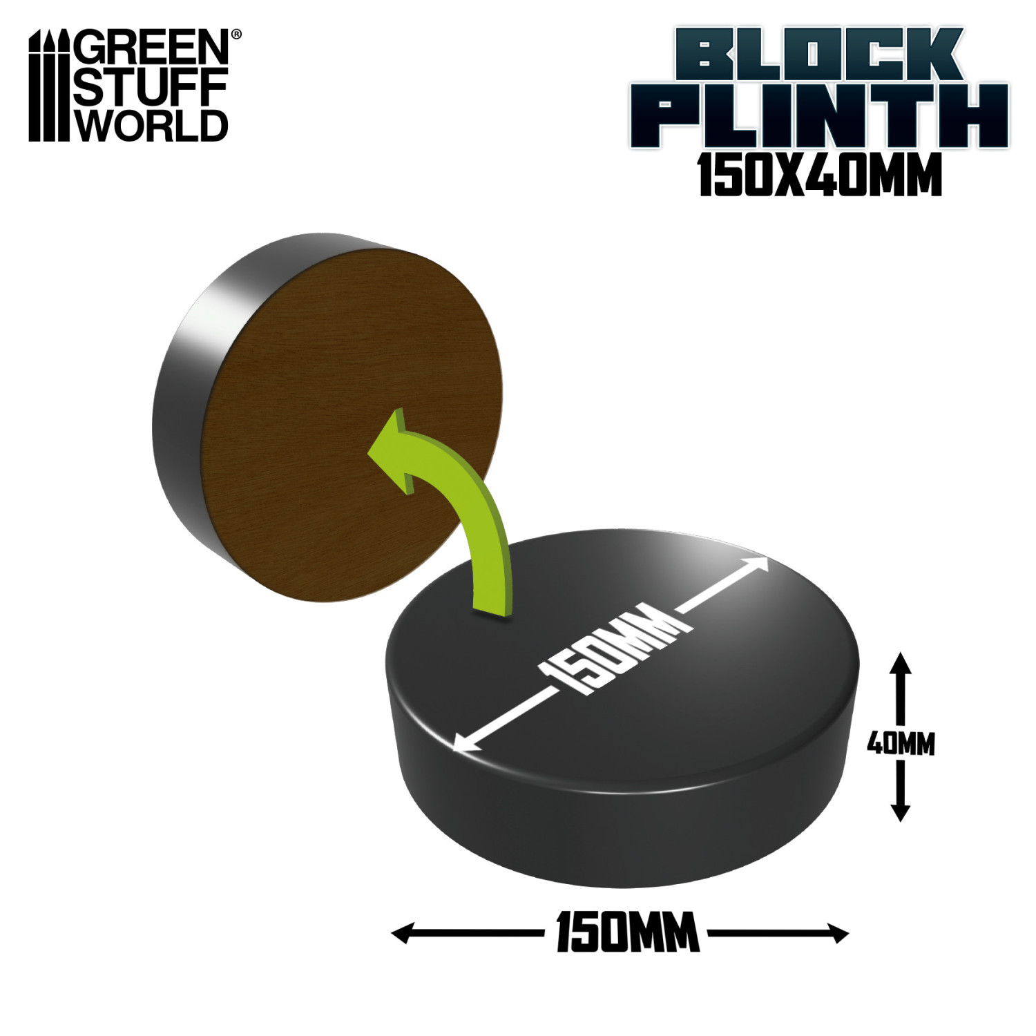 Base de Madera Redonda 15 cm Negra | Base redonda grande - GSW