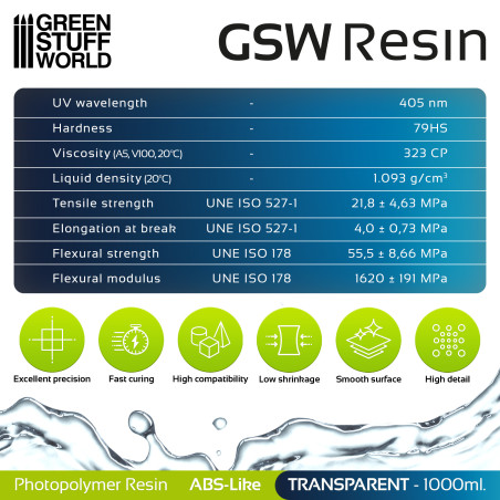 Resin for 3d printers ABS-like Transparent 1L | Clear Resin - GSW