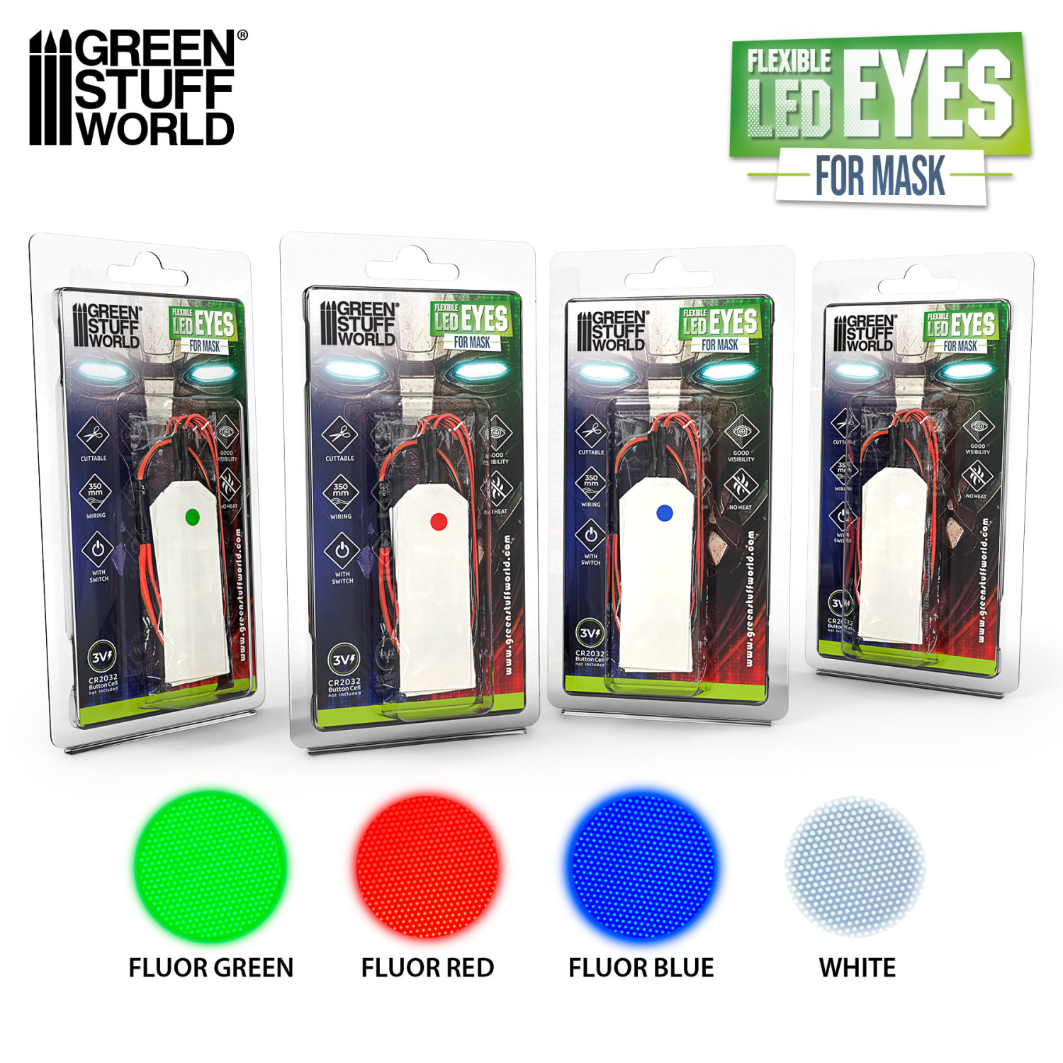 Cosplay Flexible led eyes for mask - White - GSW