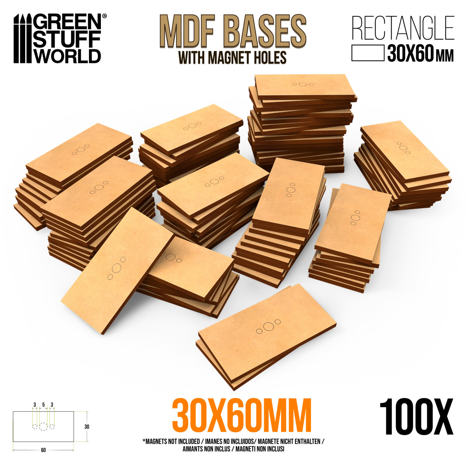 MDF Old World Bases - Rectangle 30x60mm (Pack x100) - GSW