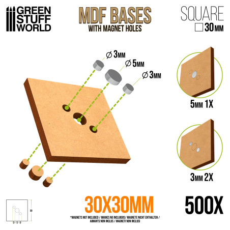 MDF Bases - Square 30 mm (Pack x500) - GSW