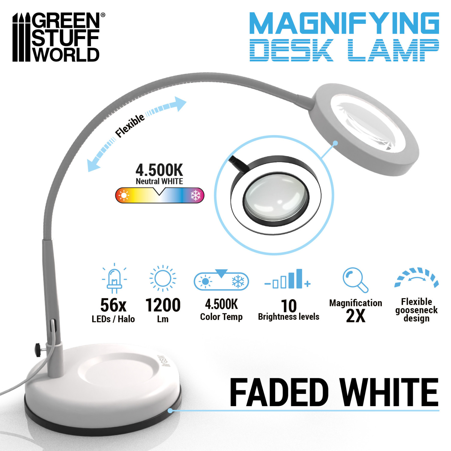 Lampara lupa - Faded White para manualidades | Lampara lupa - GSW