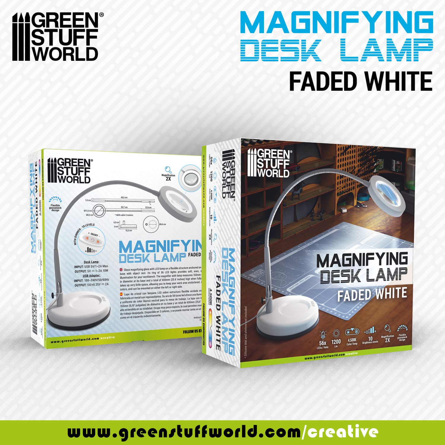 Lampara lupa - Faded White para manualidades | Lampara lupa - GSW