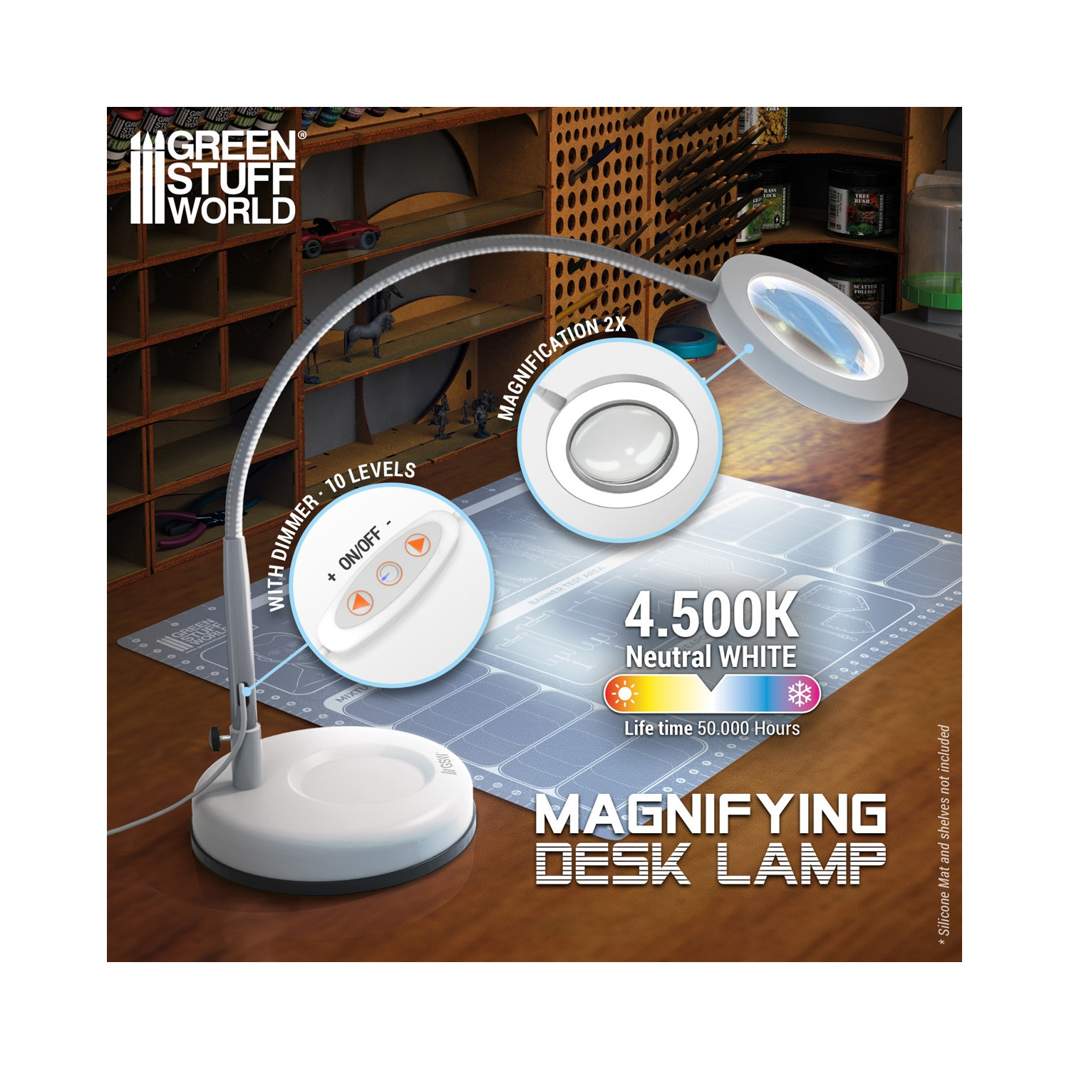 Magnifying desk lamp - Faded White | Magnifying lamp with light - GSW