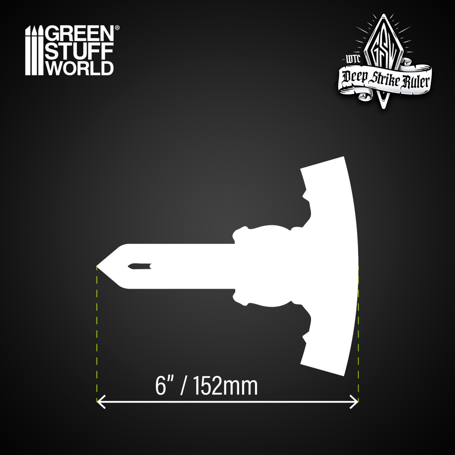 Regla Deep Strike 6 pulgadas - Fluor Verde compatible Warhammer 40k - GSW