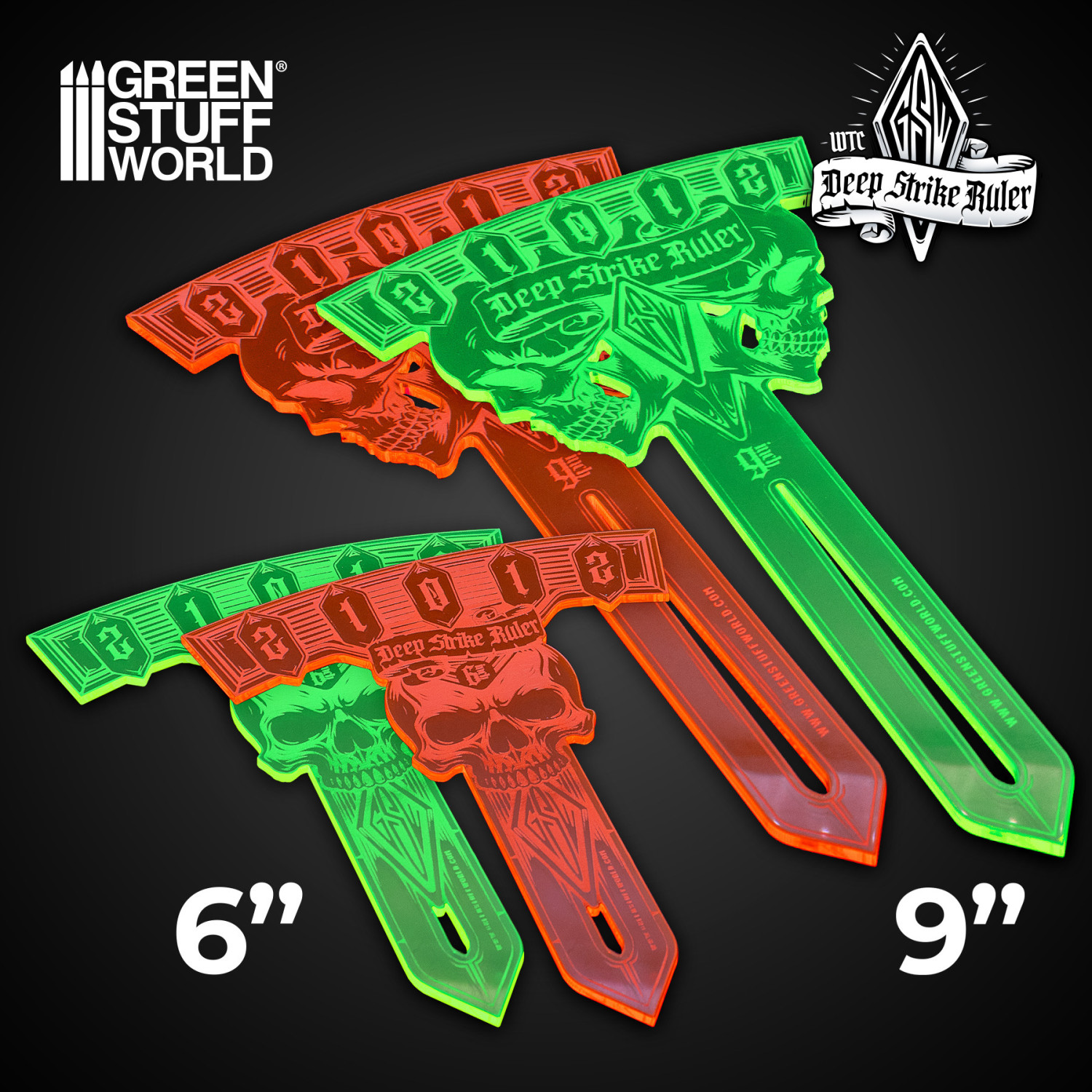 Deep Strike Ruler Template 9" Fluor Green | Deep Strike Marker - GSW