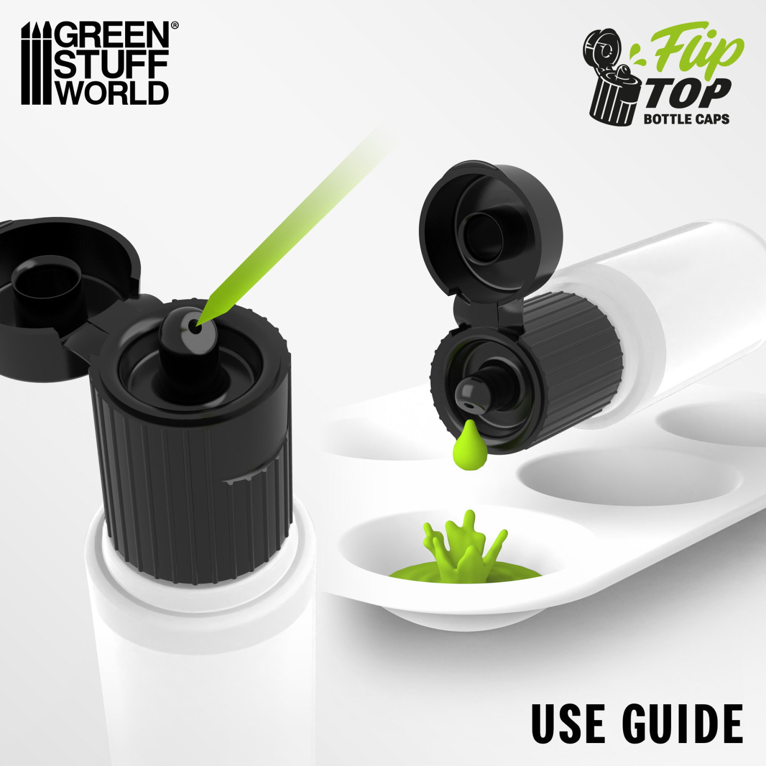 Flip-top caps | Quick-Flip Dropper Caps for Hobby Paints - GSW