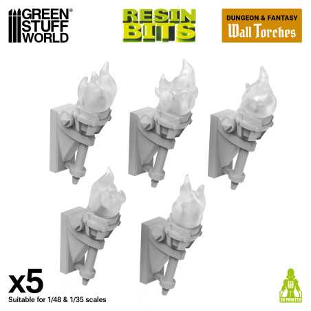 Wall Torches for 3mm LEDs 1:48-1:35 | Dungeon torches - GSW
