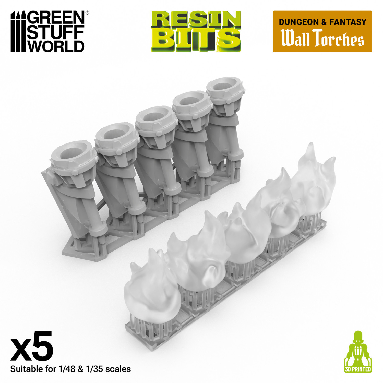Wall Torches for 3mm LEDs 1:48-1:35 | Dungeon torches - GSW