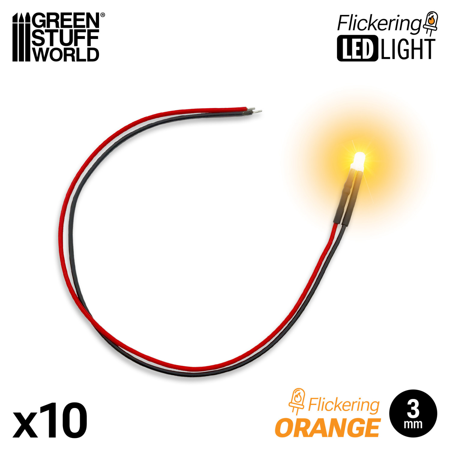 Orange Flickering LED Lights 3mm - GSW