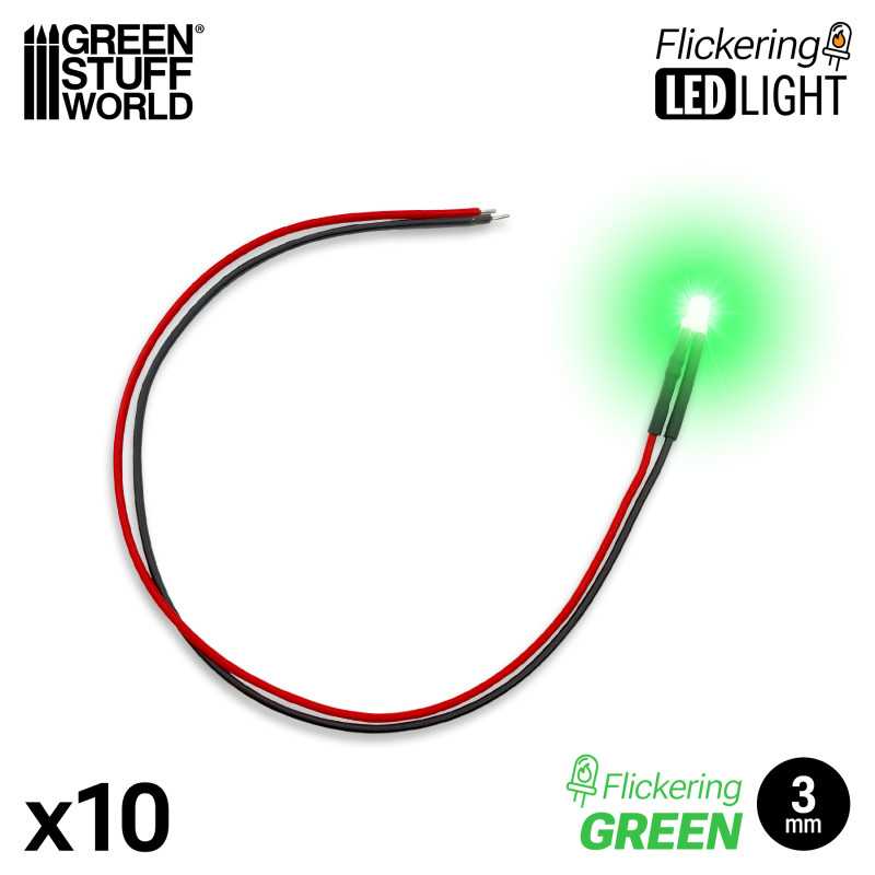 Green Flickering LED Lights 3mm - GSW