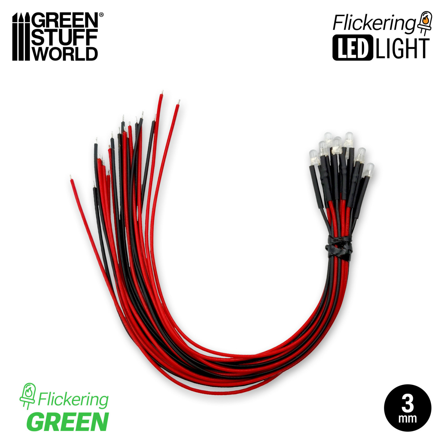 Green Flickering LED Lights 3mm - GSW