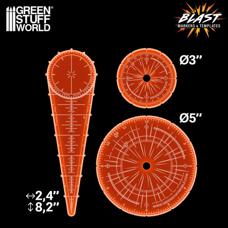 Blast Markers and Templates for Wargames - Fluor Orange - GSW