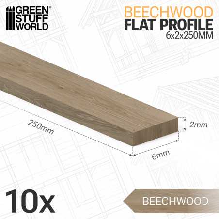 Listello Piatto Legno di Faggio 6x250mm - GSW