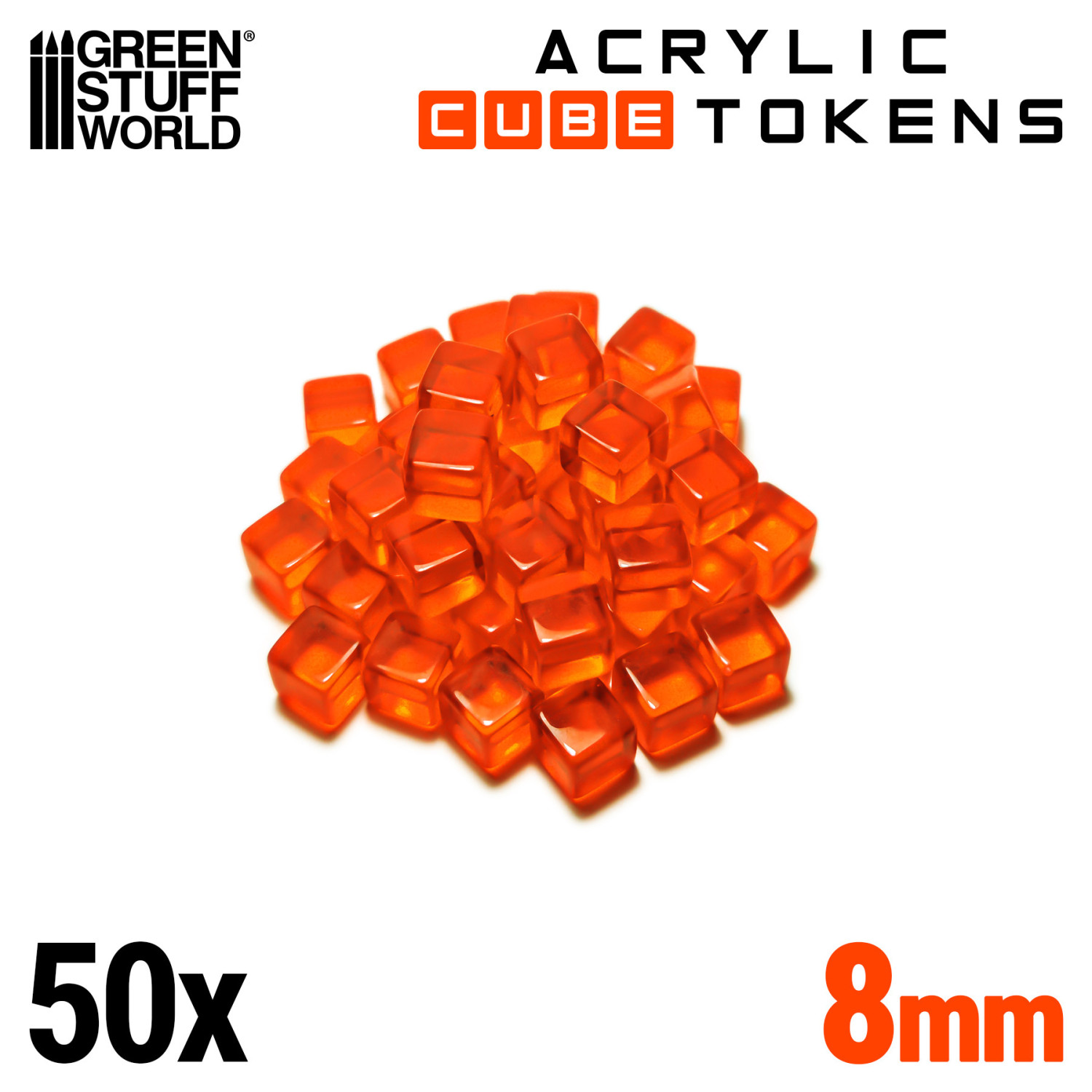 Gaming Tokens - Orange Cubes 8mm | - GSW