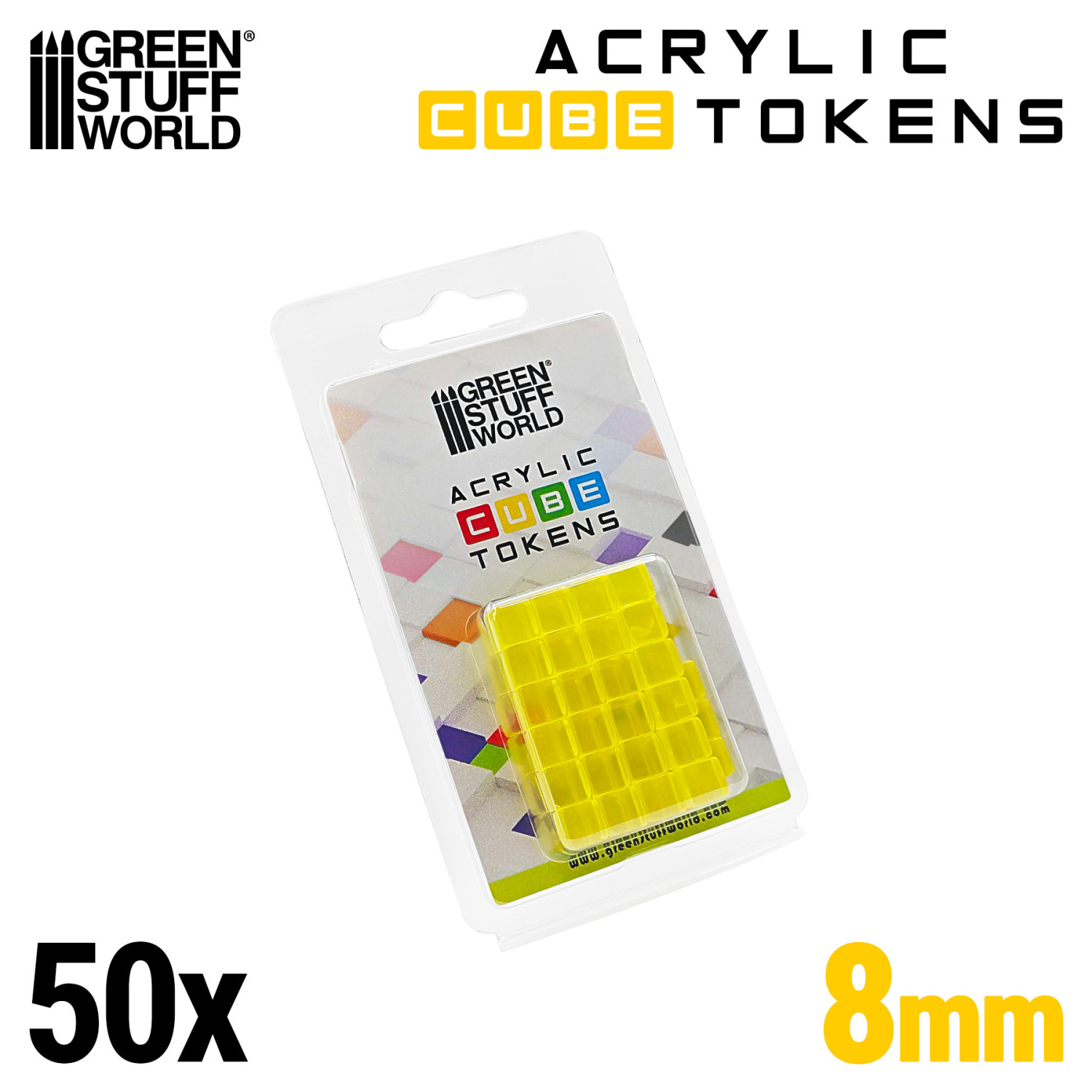 Yellow Cube tokens 8mm | - GSW