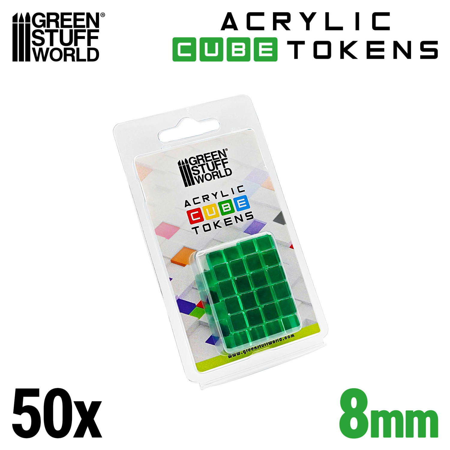 Green Cube tokens 8mm | - GSW
