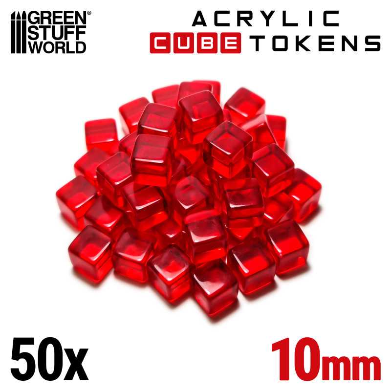Red Acrylic Cube tokens 10mm - GSW