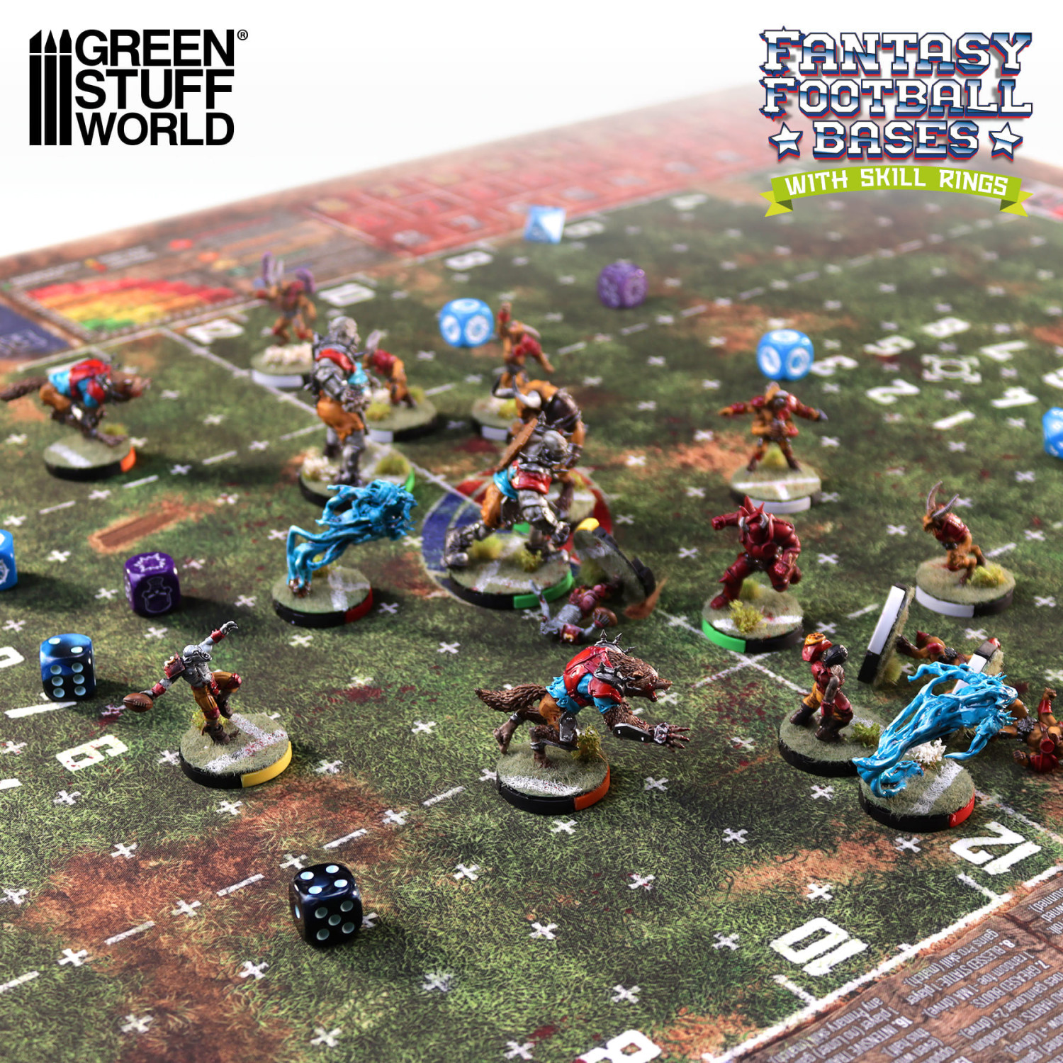 Blood Bowl Bases 32mm with Skill Rings - GSW