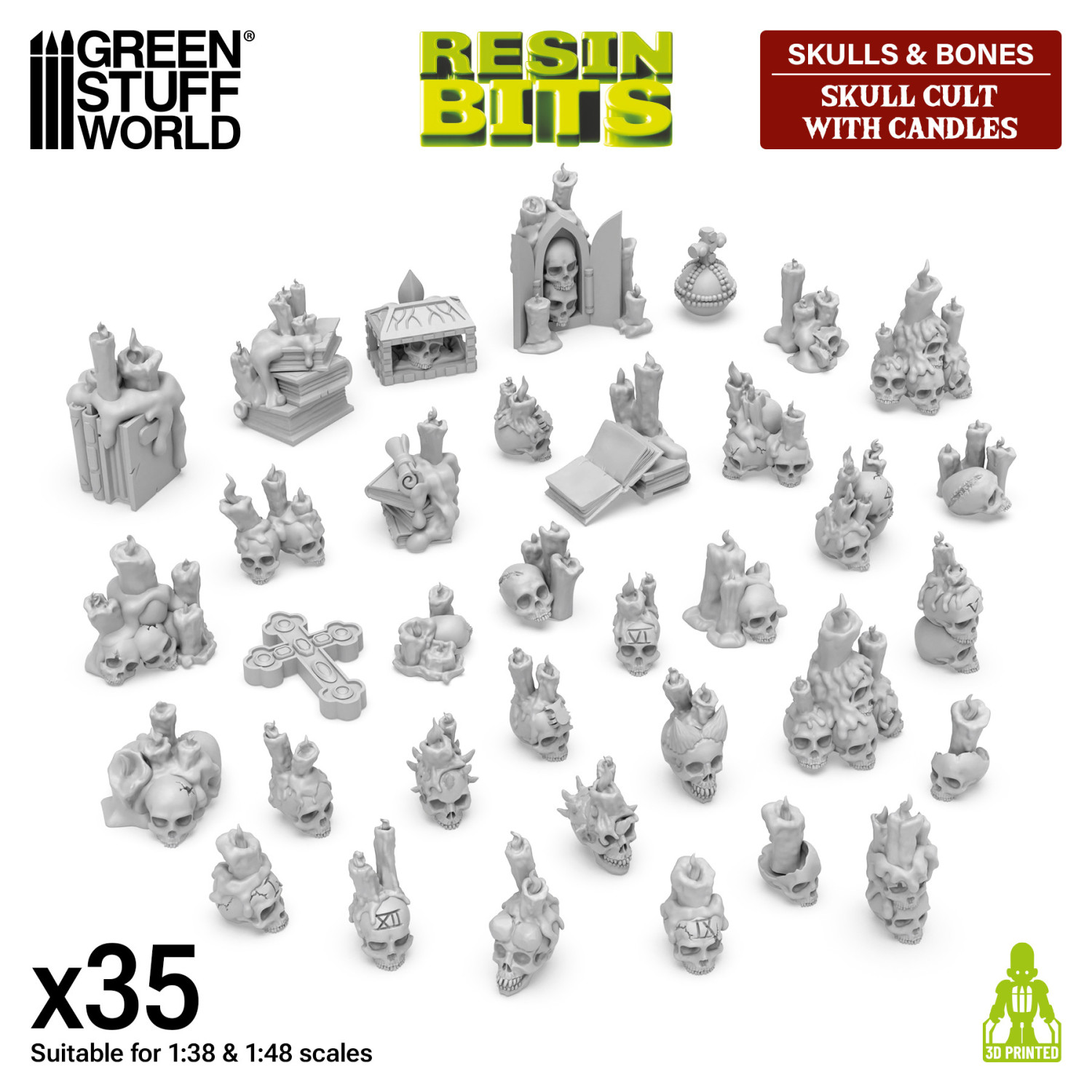 Skull Cult with candles 1:48-1:35 for miniatures and dioramas - GSW